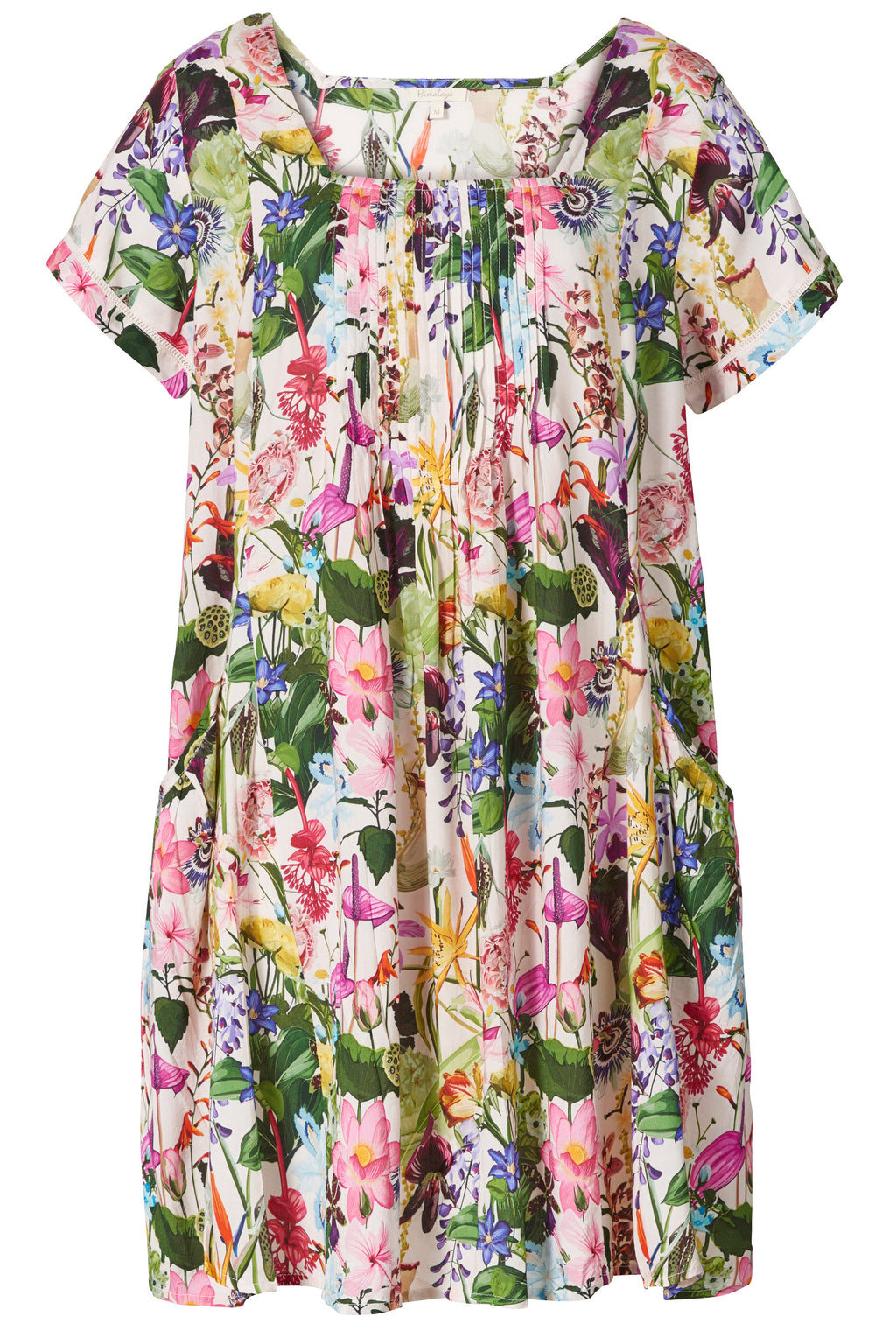 Tunika mit Blumenprint, dekorativen Biesen und aufgesetzten Taschen ...
